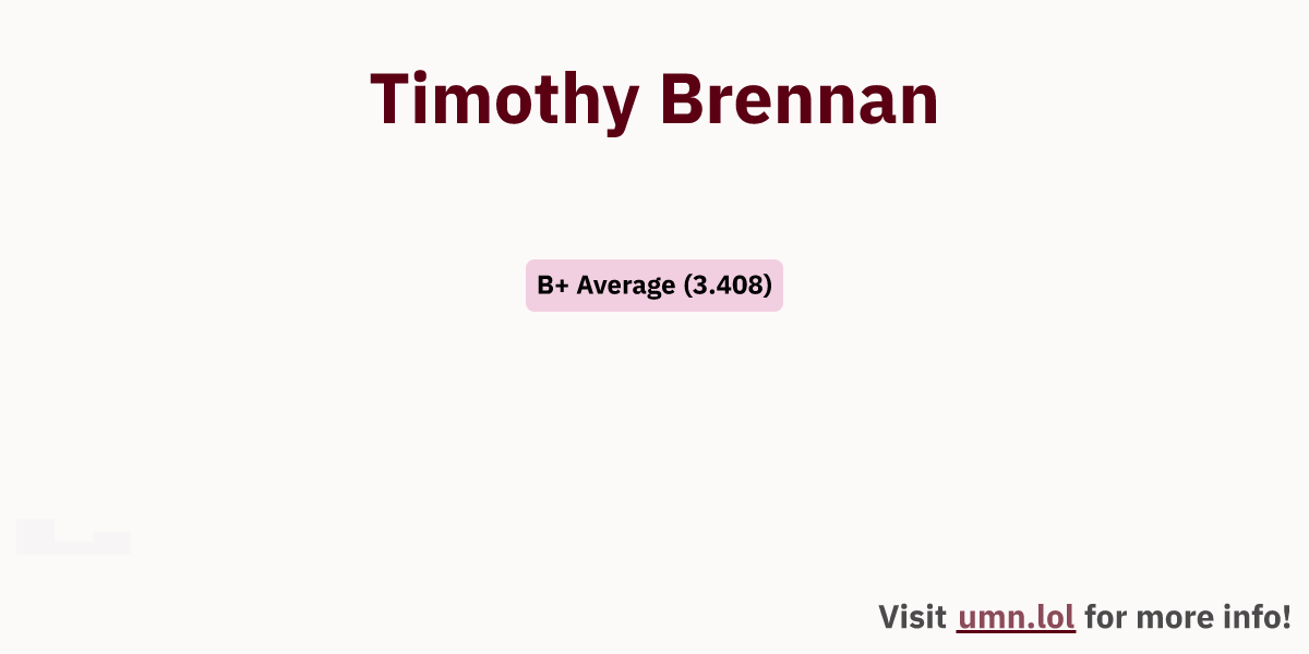 Timothy Brennan | GopherGrades